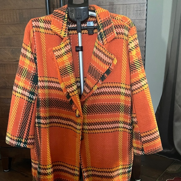 DAVI & DANI | Jackets & Coats | Davi Dani Orange Plaid Teddy Coat ...
